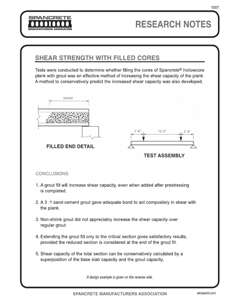 1007 Shear Strength With Filled Cores | PDF