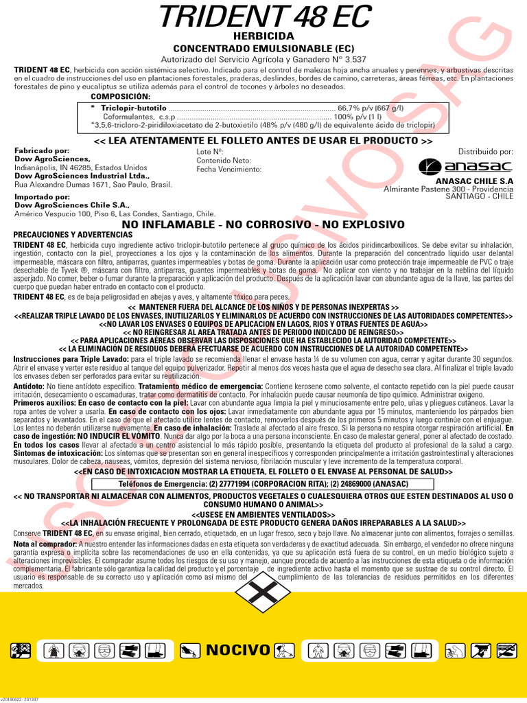 Herbicida Trident 48 EC: Uso y Precauciones | PDF | Agua | Hierba