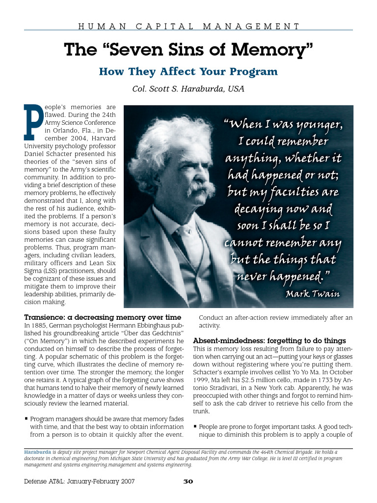 Memory Flaws Impacting Program Management | PDF | Memory | Behavioural ...