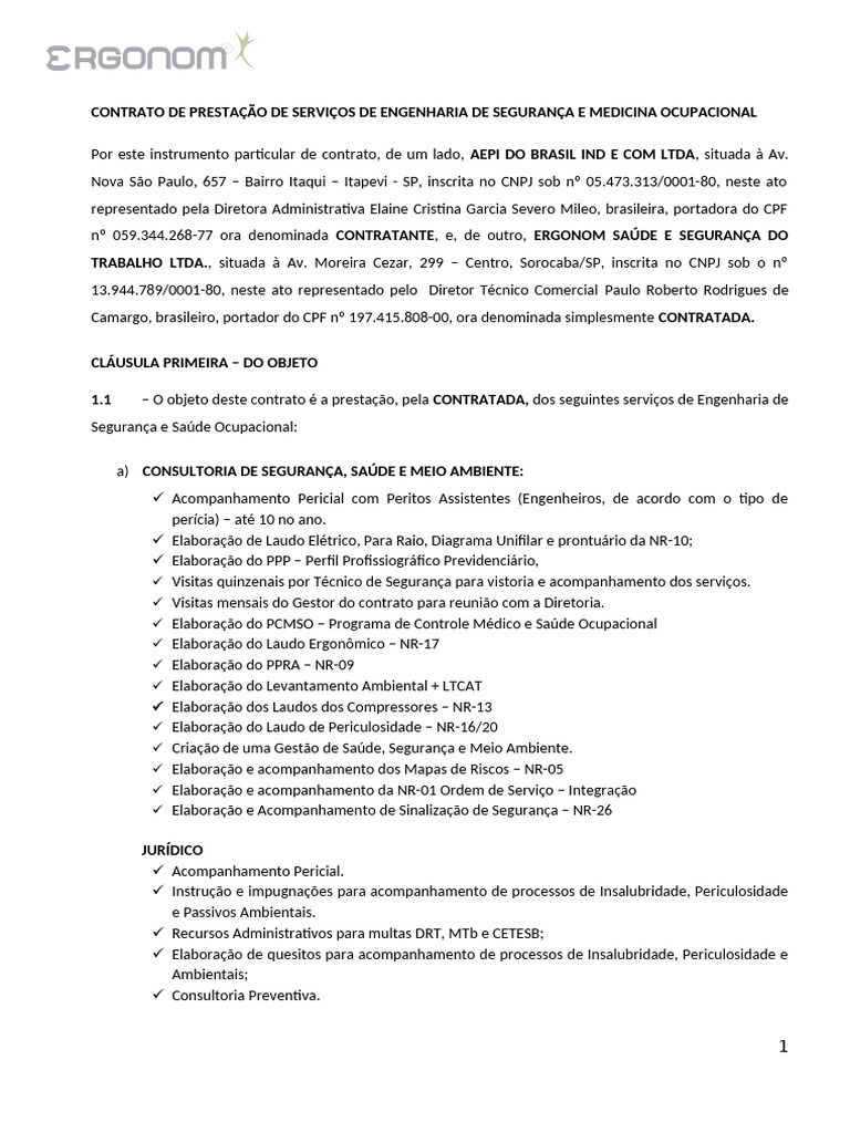 2017 Minuta Contrato Ergonom Set | PDF | Emprego | Business