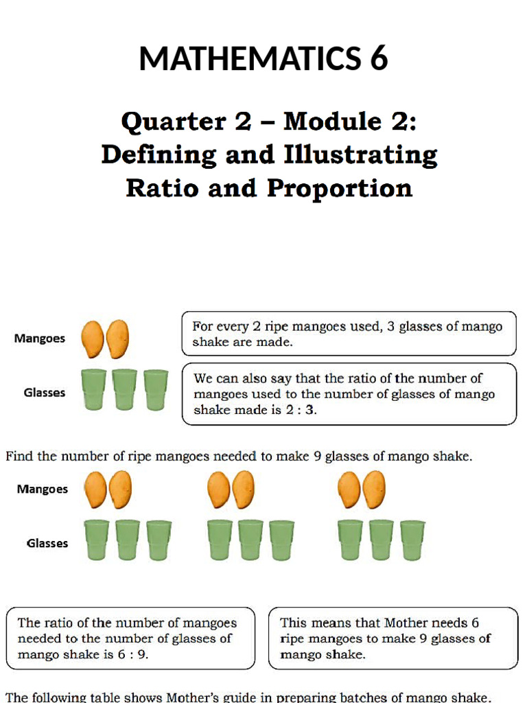 Defining & Illustrating Ratio and Proportion | PDF