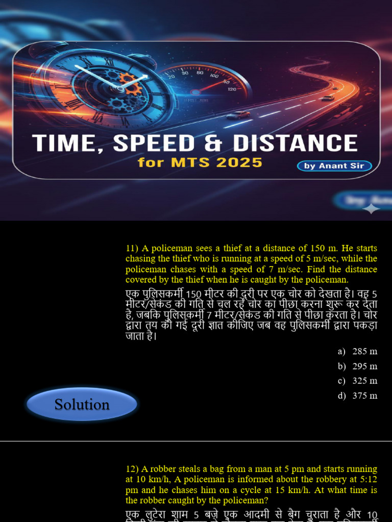 Time, Speed & Distance For MTS - 2 | PDF