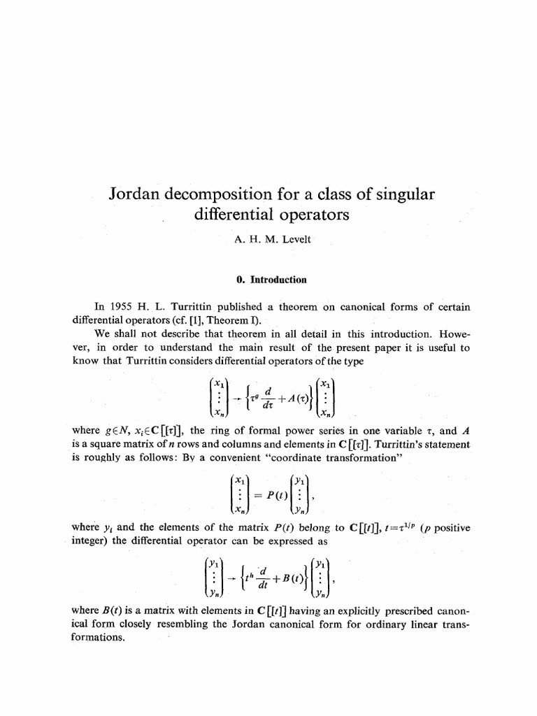Levelt_1975_JordanDecompoDiffOp | PDF | Matrix (Mathematics ...