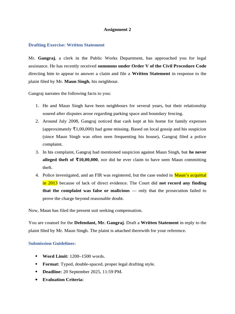 Assignment 2 | PDF | Complaint | Lawsuit