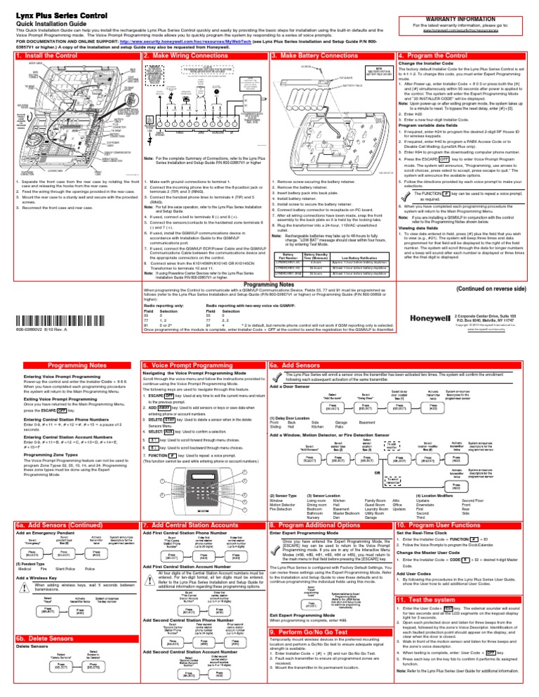 Honeywell L3000 Quick Install Guide Pdf Security Alarm Electrical