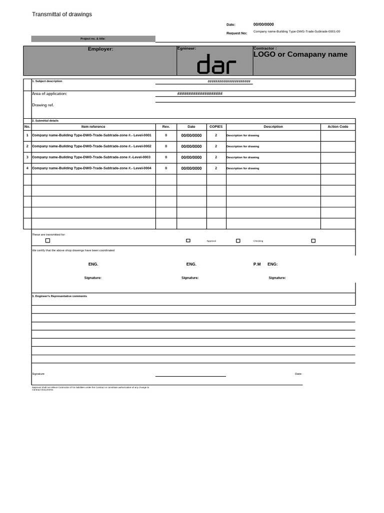 Drawing Transmittal for Approval | PDF