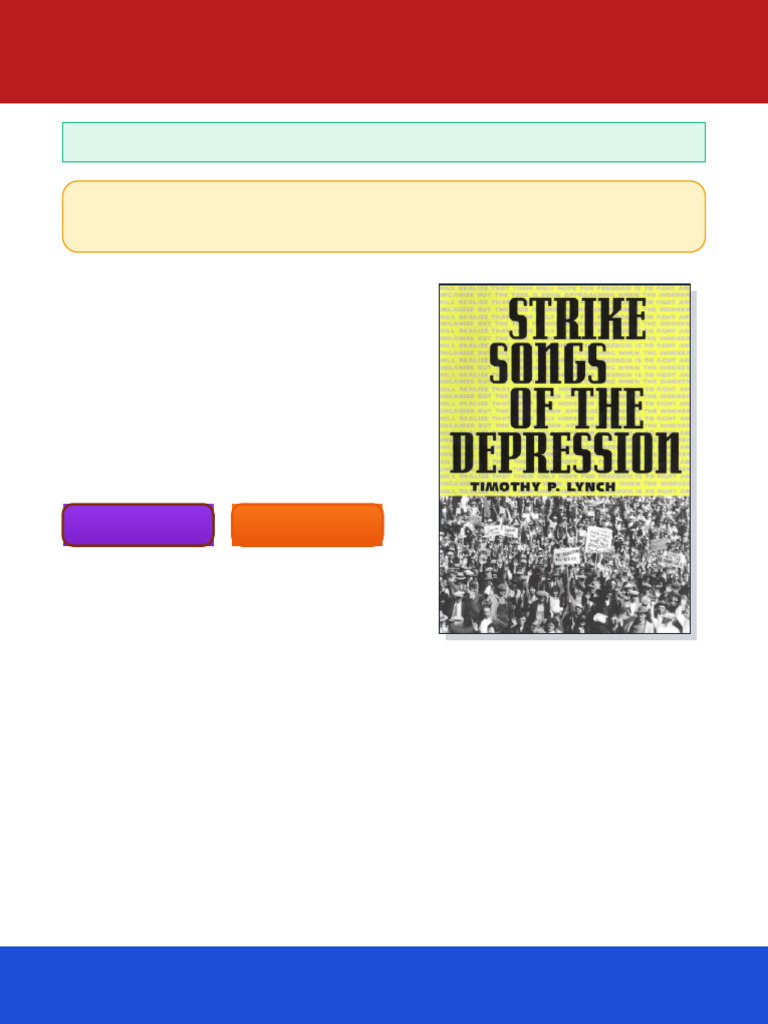 Strike Songs of The Depression First Edition Timothy P. Lynch Ebook ...