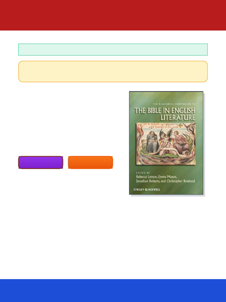 The Blackwell Companion to the Bible in English Literature 1st edition ...