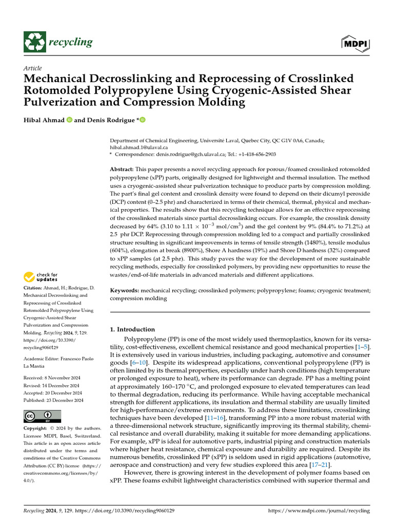 Mechanical_Decrosslinking_and_Reprocessing_of_Cros | PDF | Cross Link | Gel