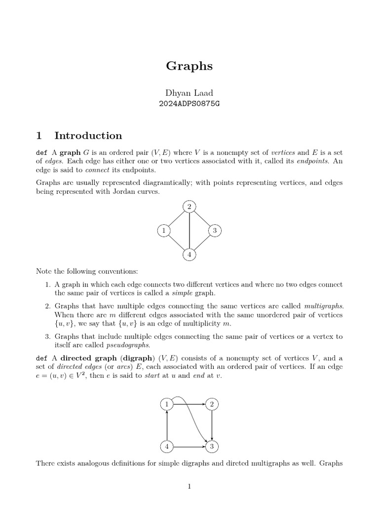 graphs | PDF | Vertex (Graph Theory) | Graph Theory
