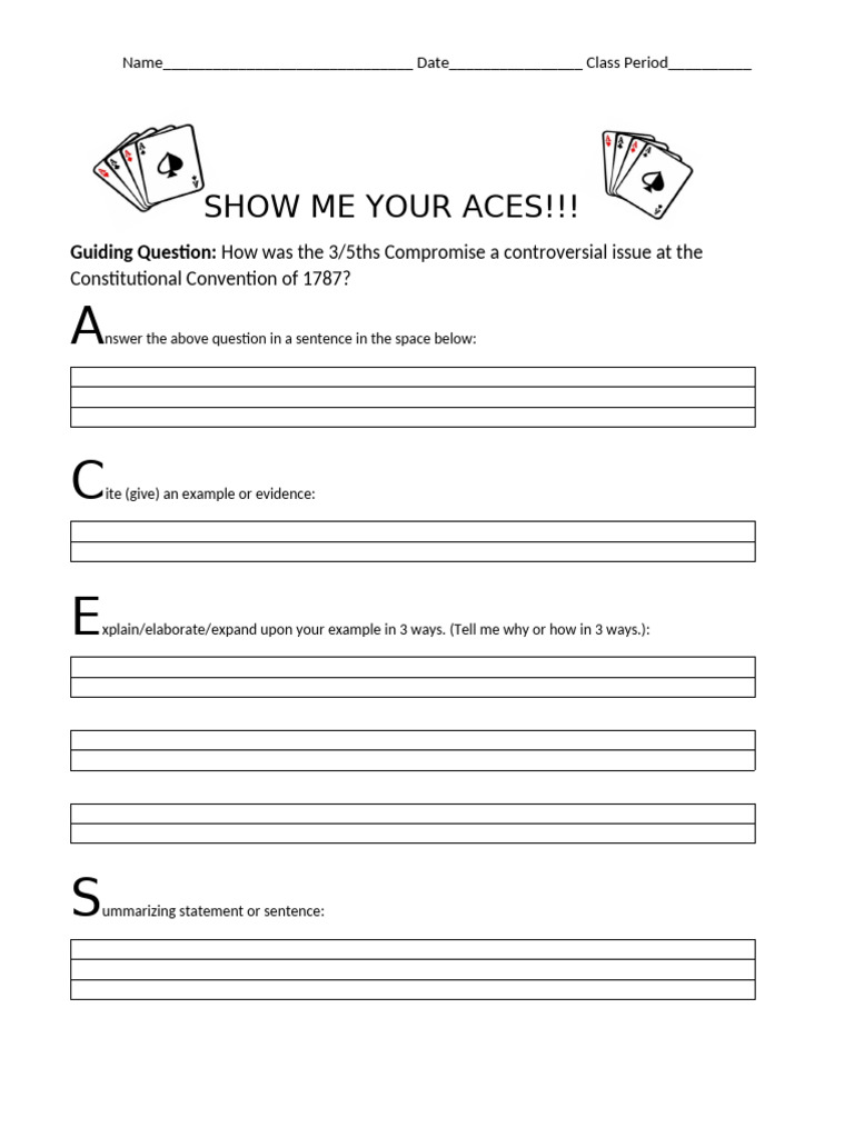 3/5ths Compromise Analysis Worksheet | PDF