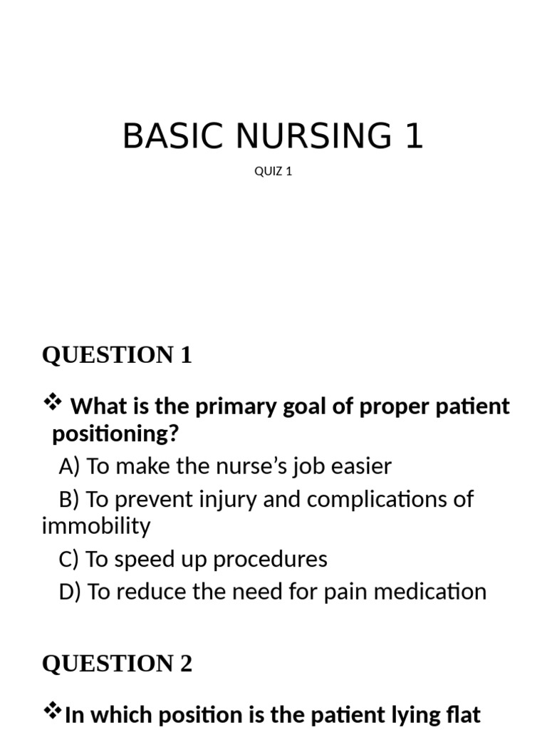 Nursing Quiz on Patient Positioning & Vital Signs | PDF
