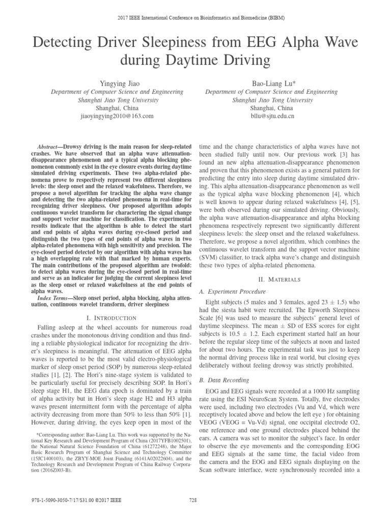 Detecting Driver Sleepiness via EEG | PDF | Wavelet ...