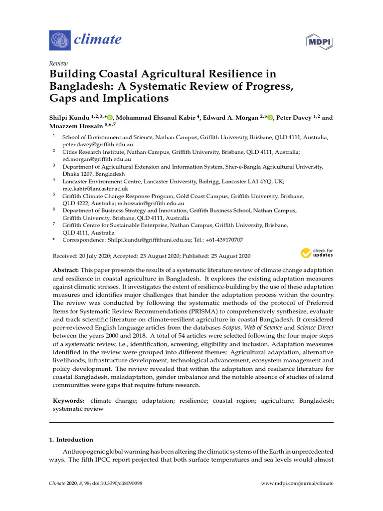 Building Coastal Agricultural Resilience in Bangladesh A Systematic ...