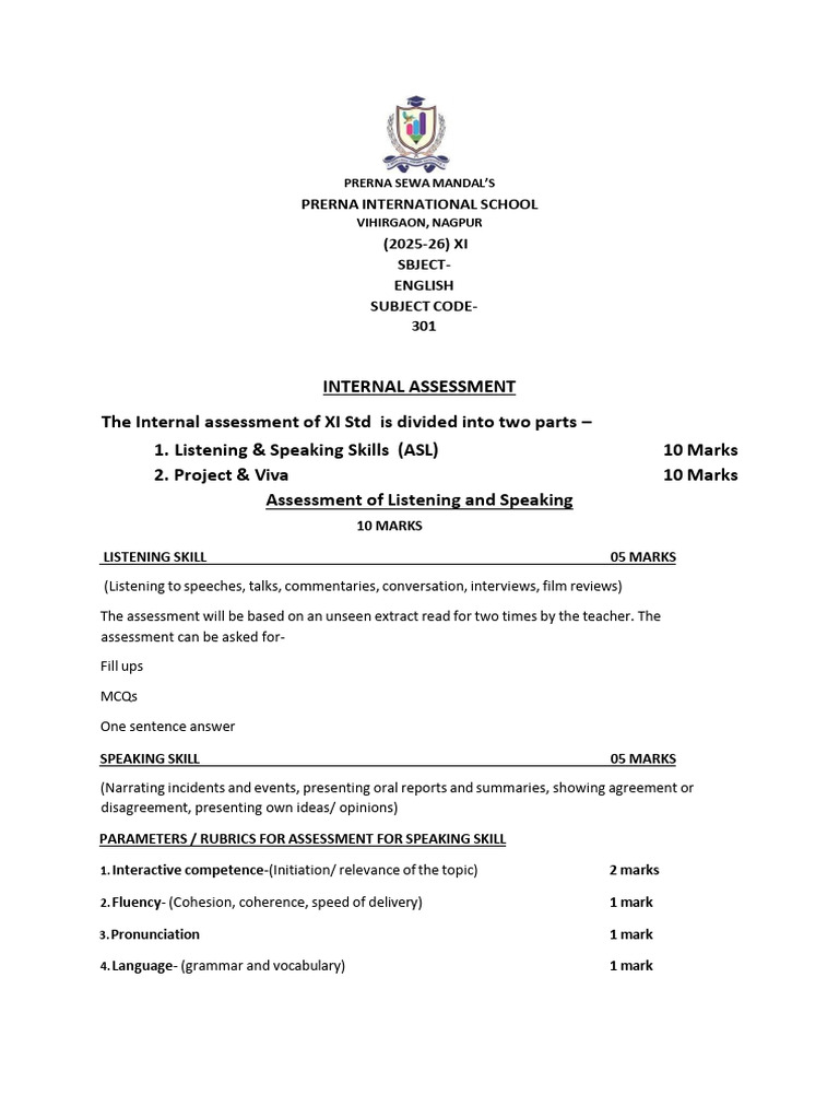 XI English Internal Assessment Guide | PDF | Applied Linguistics | Learning