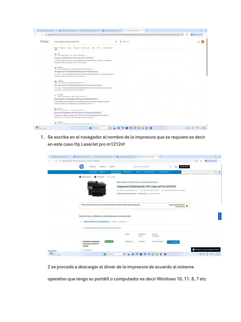Manual Descarge Driver de Impresora Hp Laserjet Pro M1212nf | PDF