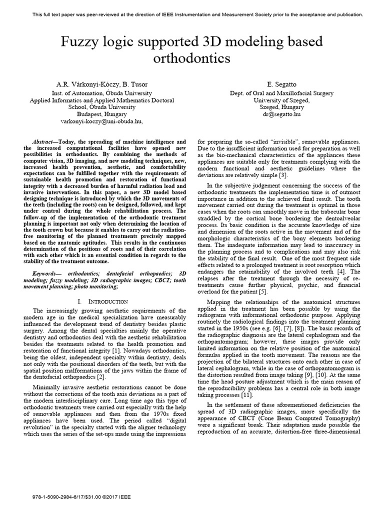 Fuzzy Logic in 3D Orthodontic Modeling | PDF | Orthodontics | Imaging
