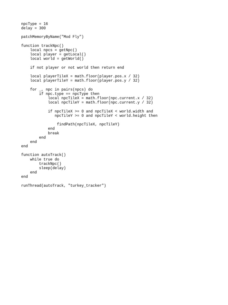 Turkey Track.lua | PDF