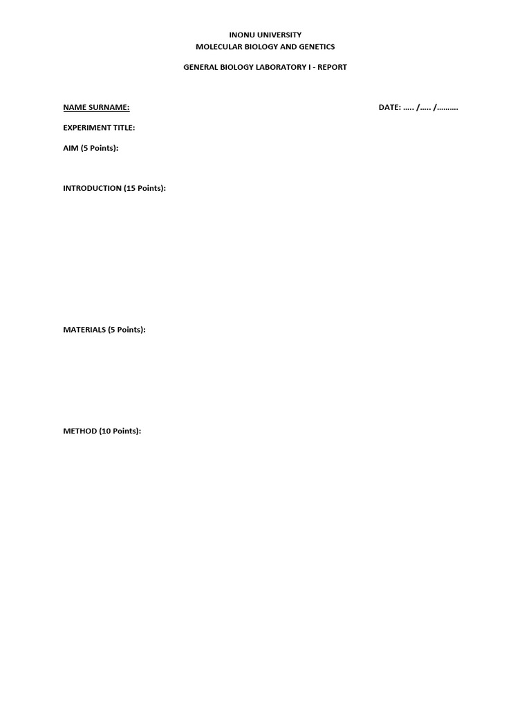 Report Template (General Biology Laboratory I) | PDF