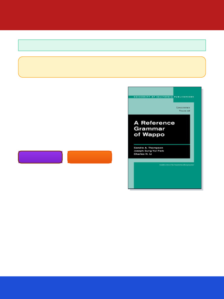A Reference Grammar of Wappo University of California Publications in ...