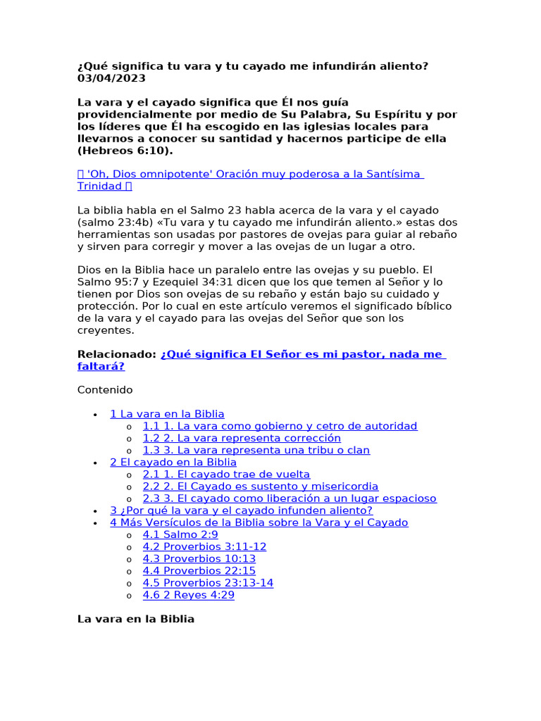 Qué significa tu vara y tu cayado me infundirán aliento | PDF ...