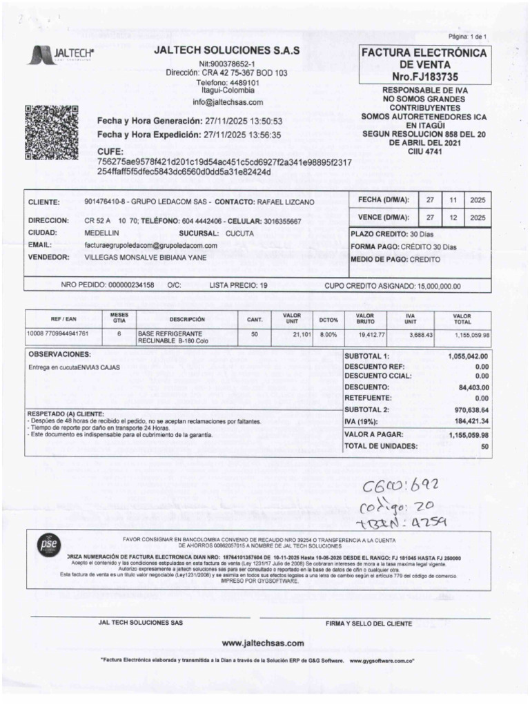 Bases Refrigerante Jaltech A2, B-180 20 27-11-25 | PDF