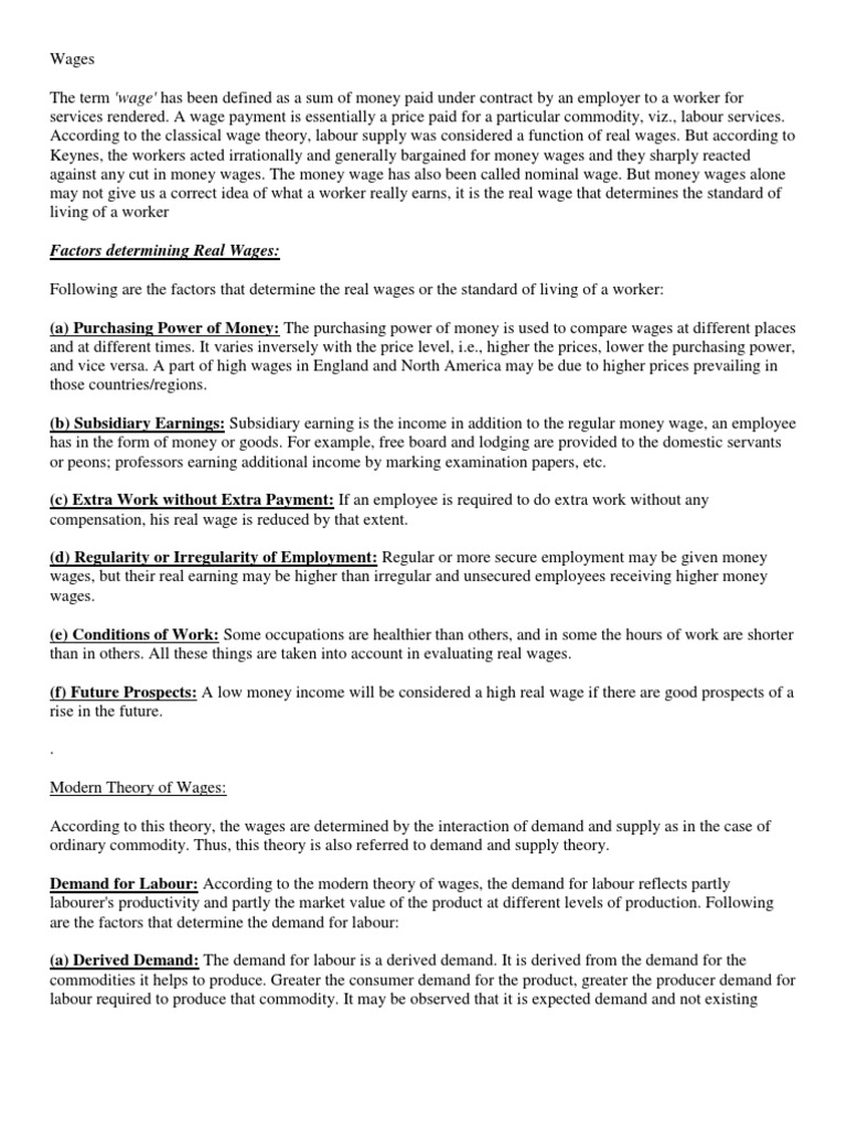 Factors Influencing Real Wages | PDF | Labour Economics | Monopoly
