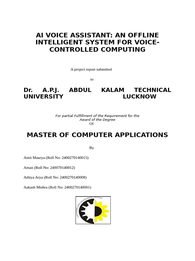 Offline AI Voice Assistant Project Report | PDF | Speech Recognition ...