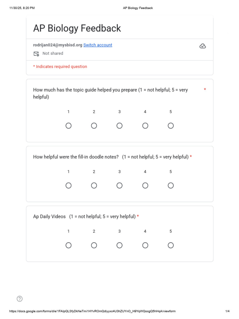 AP Biology Feedback | PDF | Educational Assessment And Evaluation