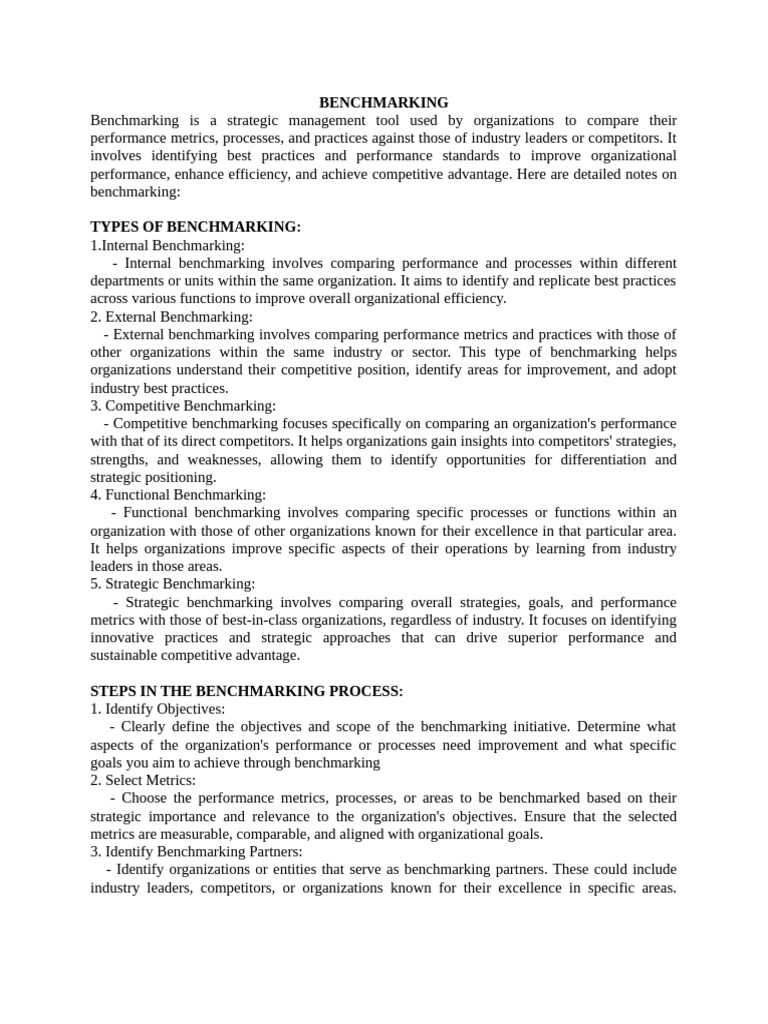 Comprehensive Guide to Benchmarking | PDF | Benchmarking | Performance ...