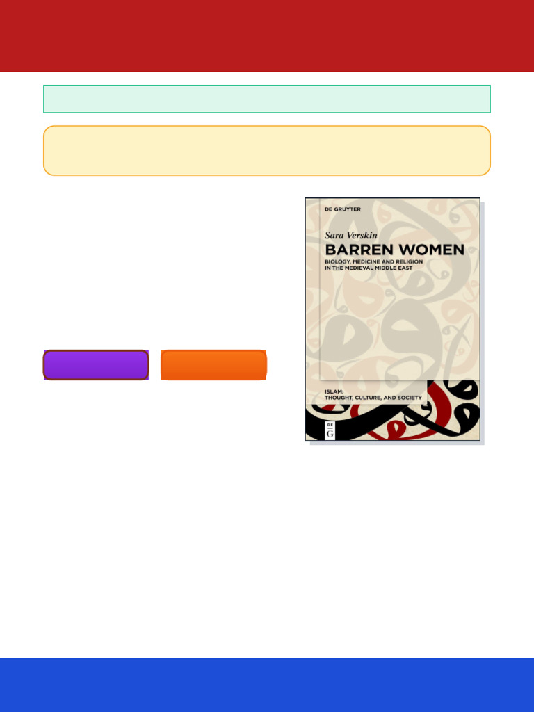 Barren Women Religion and Medicine in The Medieval Middle East 1st ...