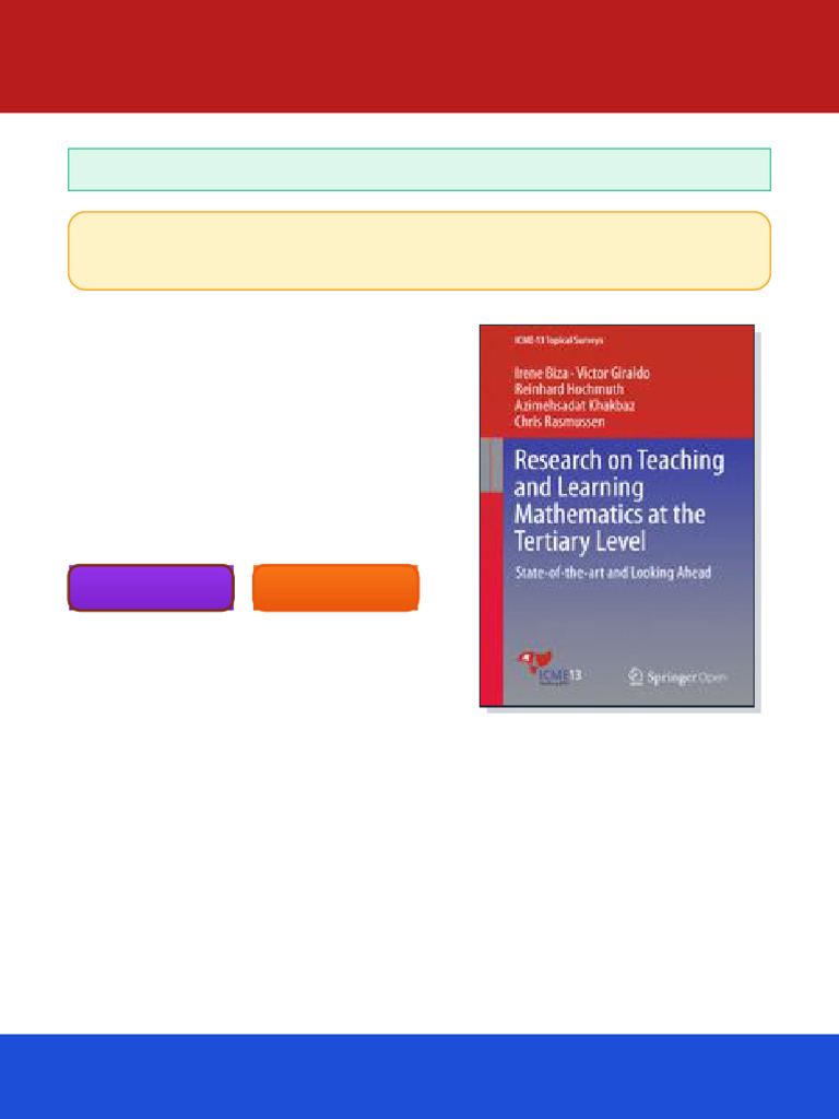 Research on Teaching and Learning Mathematics at the Tertiary Level ...