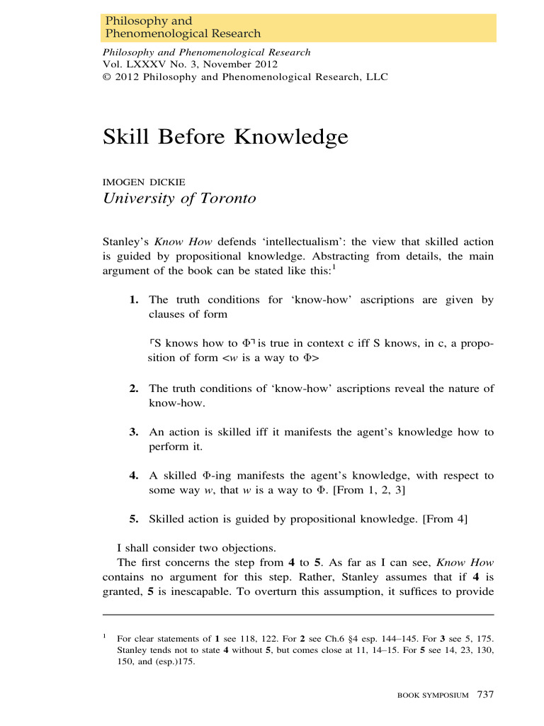 Skill vs. Knowledge in Action | PDF | Knowledge | Proposition