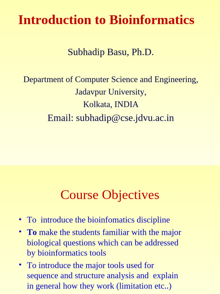 Lecture1 Introduction | PDF | Bioinformatics | Gene