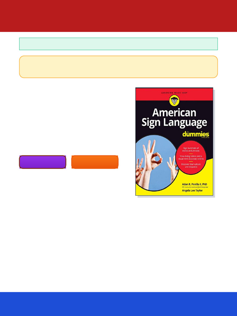 American Sign Language For Dummies 3rd Edition Adan R. Penilla Ii ebook ...