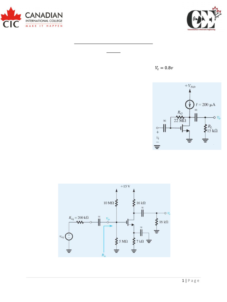 Sheet 03 | PDF | Amplifier | Mosfet