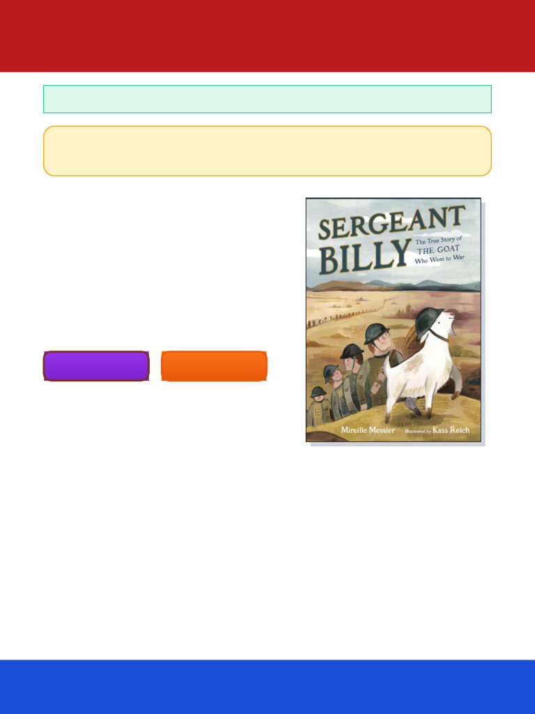 Sergeant Billy The True Story of The Goat Who Went To War Messier Ebook ...