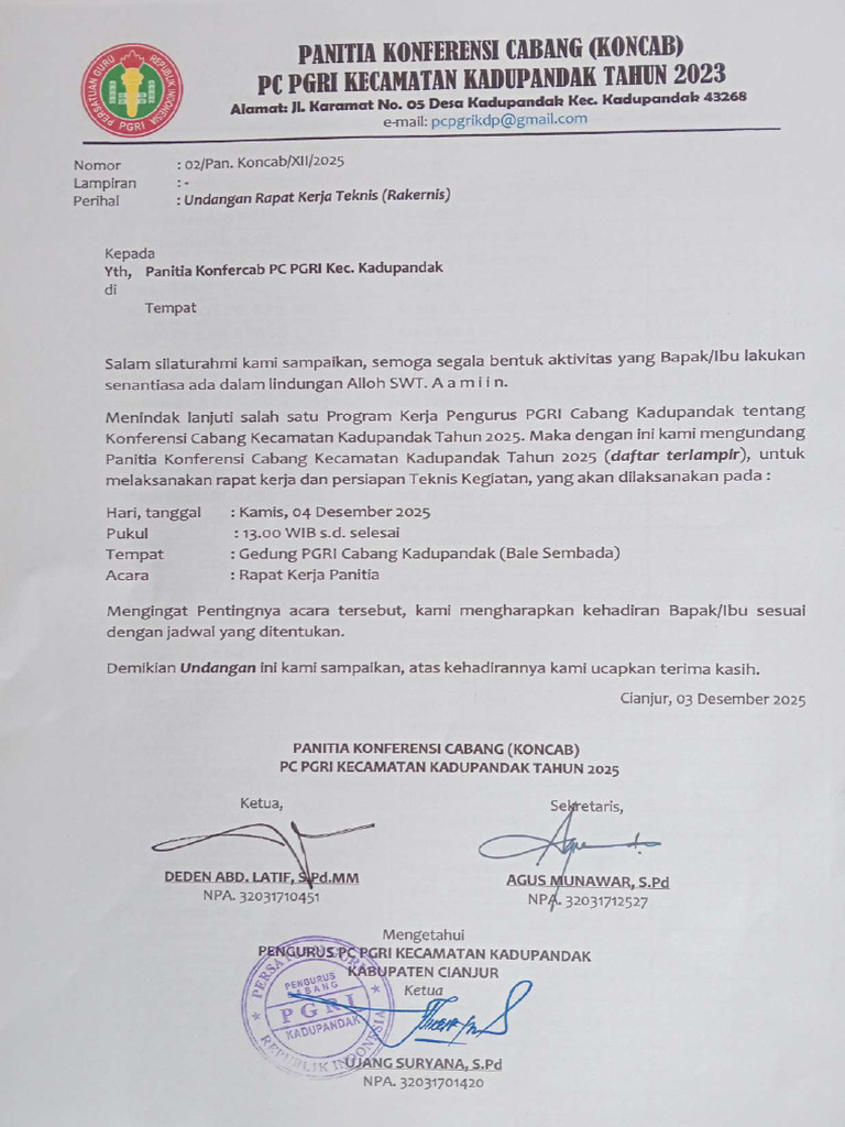 Surat Raker Pan. Koncab | PDF