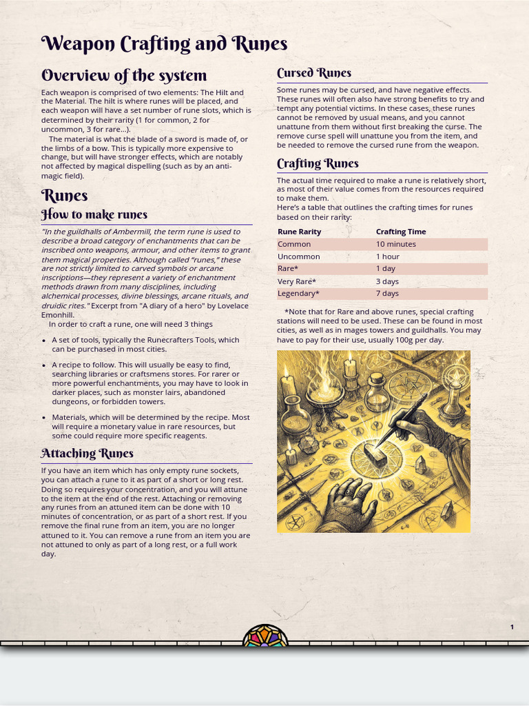 Weapon Crafting: Runes and Materials Guide | PDF | Sword
