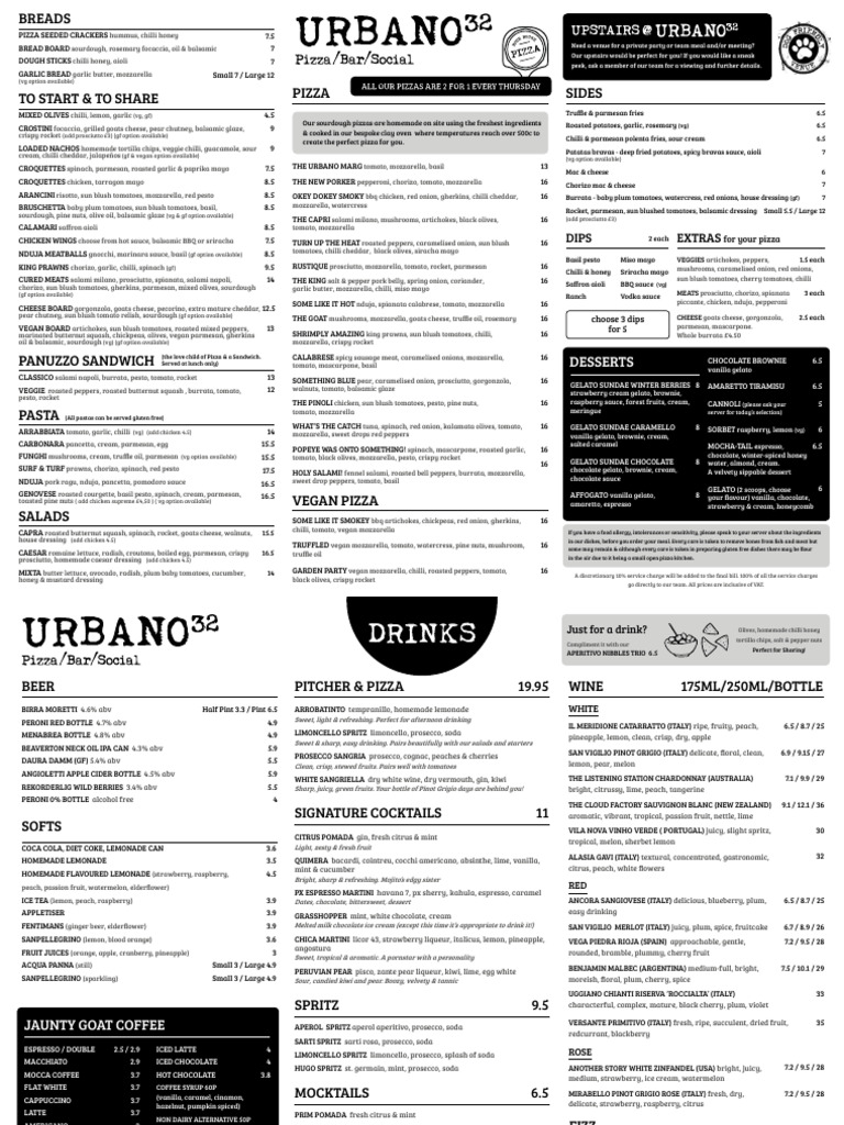 Urbano 100423 A4 Menu Winter 2025 | PDF | Pesto | Foods