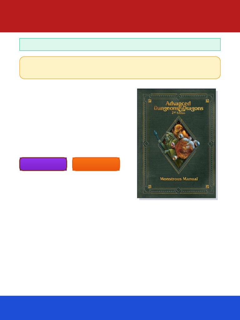 Premium 2nd Edition Advanced Dungeons Dragons Monstrous Manual Wizards ...