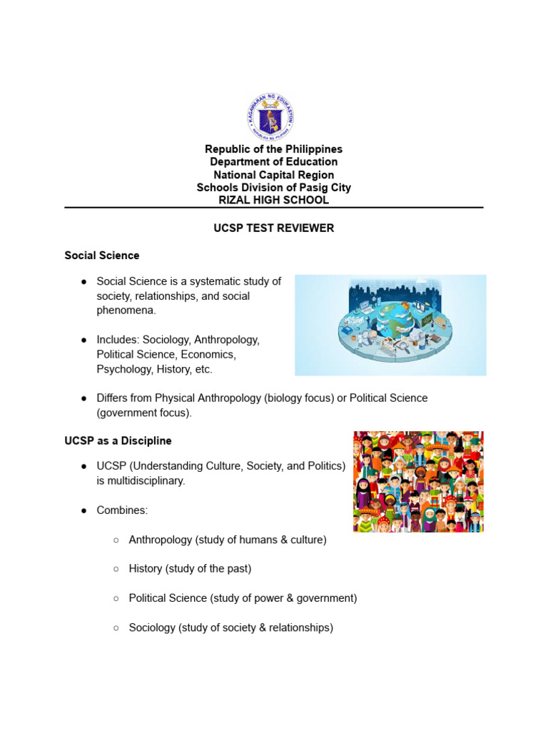 UCSP Test Reviewer: Social Science Overview | PDF | Stone Age | Homo