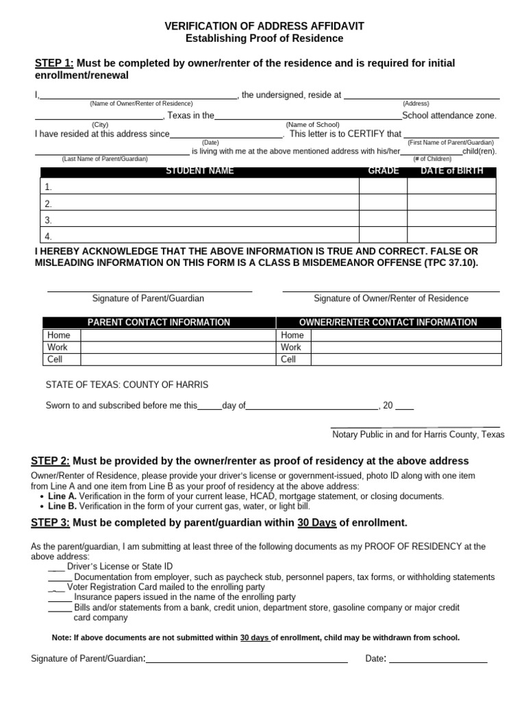 Address Verification Affidavit Template | PDF