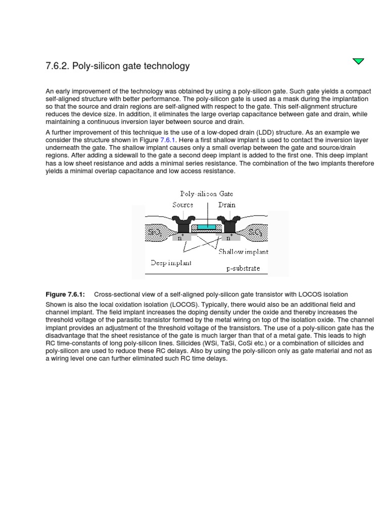 7.6.2. Poly-Silicon Gate Technology | PDF | Field Effect Transistor | Cmos