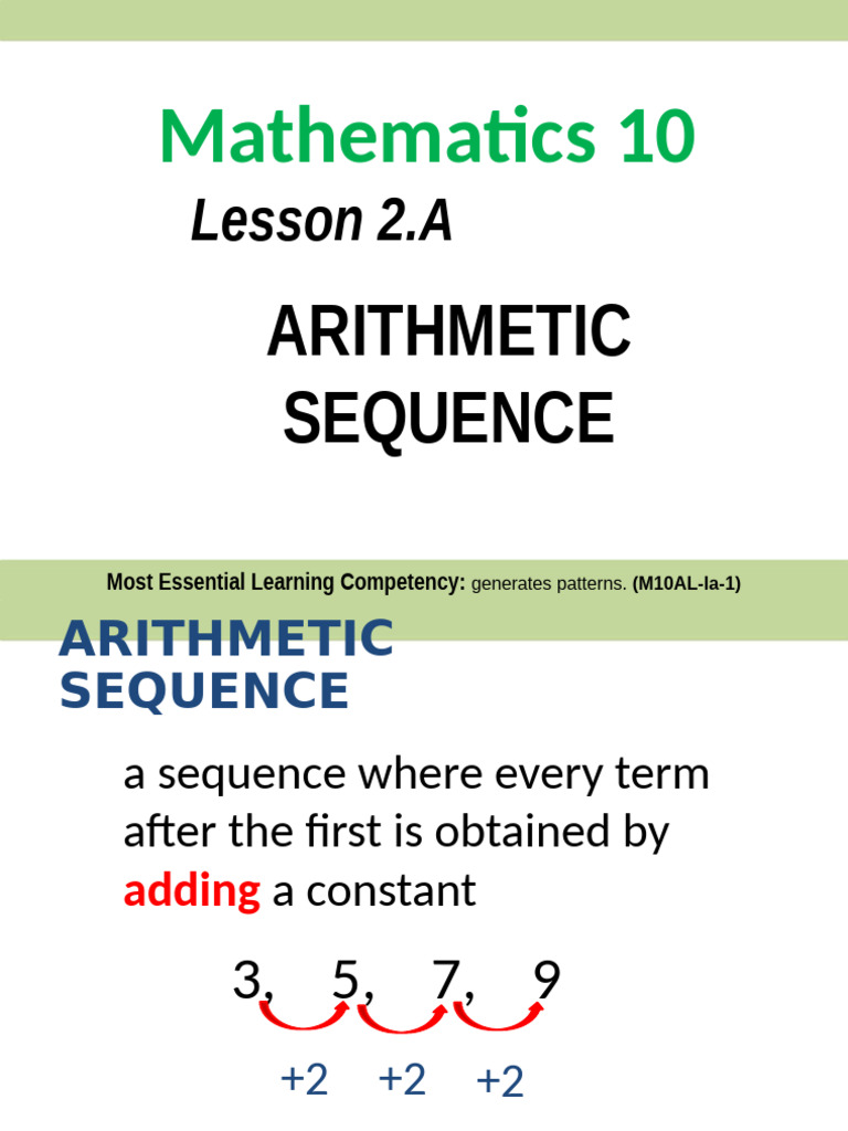 M10 - Q1 - Wk2 Arithmetic Sequence | PDF | Numbers | Arithmetic