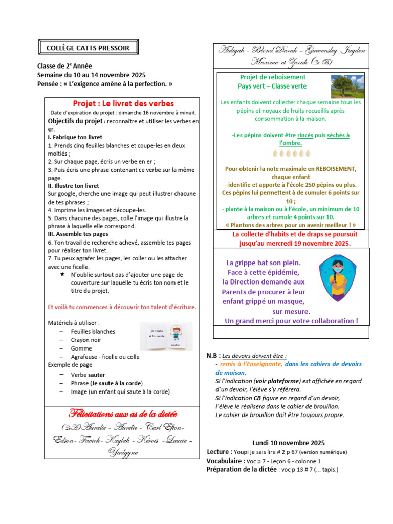 Projet livret des verbes en 2e année | PDF
