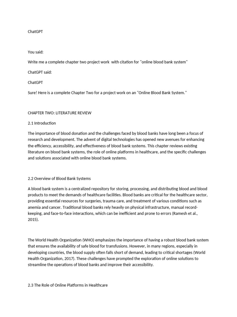 Blood Bank System Chapter 2 | PDF | Artificial Intelligence ...
