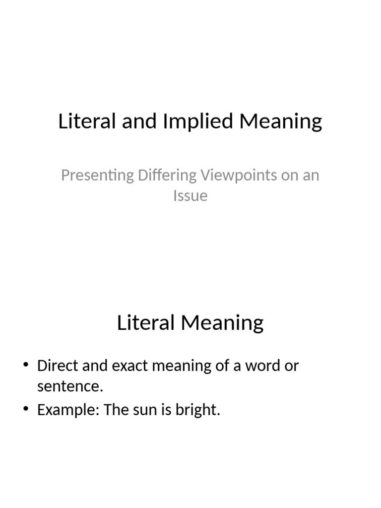 Literal vs. Implied Meaning Explained | PDF