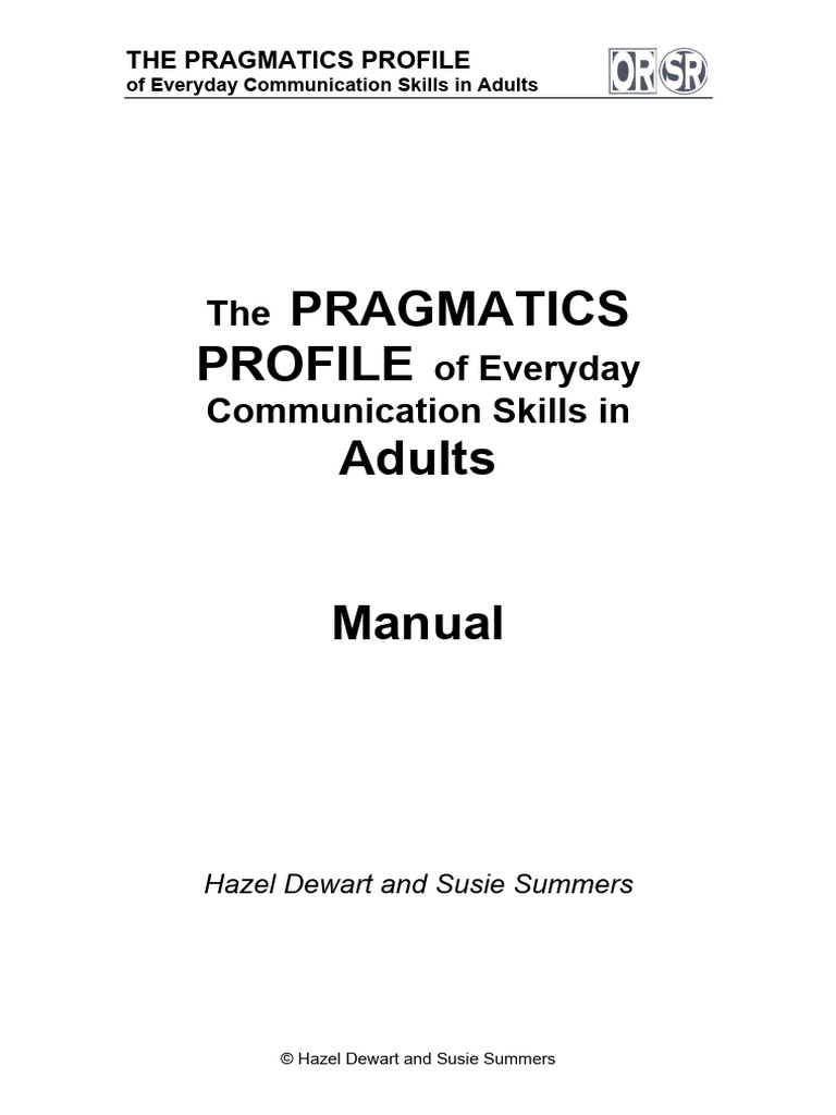 Pragmatics Profile for Adult Communication | PDF | Qualitative Research ...
