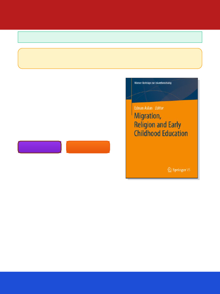 Migration Religion and Early Childhood Education Ednan Aslan Ebook ...